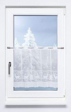 Lysel Scheibengardine Hirsch im Winterwald (Bx H) 105cm * 50cm weiß