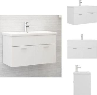 vidaXL Waschbeckenunterschrank mit Einbaubecken Wei&szlig; Holzwerkstoff - Waschbeckenunterschrank - Holzwerkstoff - Wei&szlig;es Badezimmer - Einbauwaschbecken