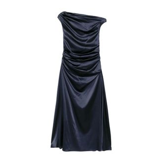 Staud Staud - Robe en Soie Drap&eacute;e - Femme - Robes - Bleu - Taille: 36 FR