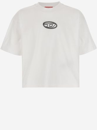 Diesel Girls Cotton T-Shirt With Logo White T-Shirts And Polos