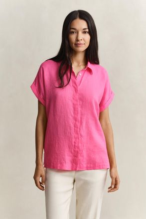 GANT Damen Leinenbluse mit Fl&uuml;gel&auml;rmeln (44) BRIGHT FUSCHIA