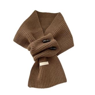 Generic &Eacute;charpe dhiver chaude pour femme avec boutons en bois, &eacute;charpe tricot&eacute;e &eacute;paisse et douce pour temps froid, marron, taille unique