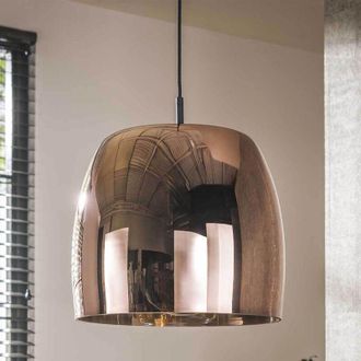 M&S Collection Suspension 1 lampe 35x150 cm en verre cuivr&eacute;