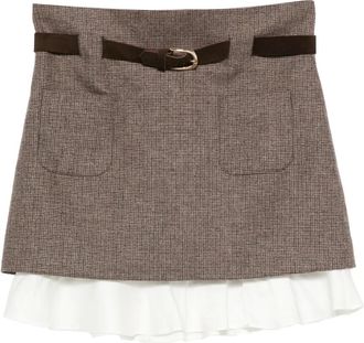 Sandro minijupe superposée à carreaux - Marron