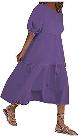 Generic Robes boh&egrave;me 2026 pour femmes, robe d&eacute;contract&eacute;e &agrave; col rond, violet, 3XL