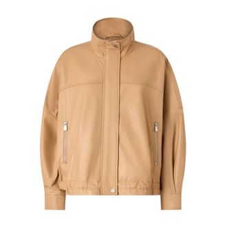 Pinko Lederjacke mit hohem Kragen - - Jackets - Damen - Beige - S