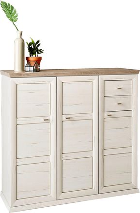 Homin Schuhschrank, Grau, Wei&szlig;, Holzwerkstoff, 7 F&auml;cher, 2 Schubladen, 133.4x123x42.5 cm, Beim&ouml;bel erh&auml;ltlich, Garderobe, Schuhaufbewahrung, Schuhschr&auml;nke