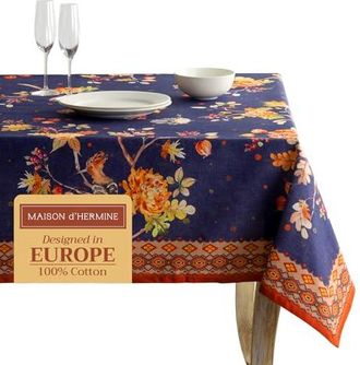 Maison d'Hermine Maison dHermine Nappe rectangulaire 100 % coton pour salle &agrave; manger, ferme, maison, h&ocirc;tel, f&ecirc;tes et mariages - Cadeaux pour la f&ecirc;te des m&egrave;res (Kelim -