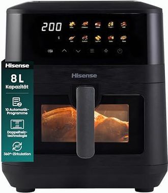 Hisense HAF2100DCD Heißluftfritteuse /2100 W /7,7 L Kapazität /10 voreingestellte Programme/Antihaft-Beschichtung/Energieeffizient/Start Delay Funktion/HxBxT: