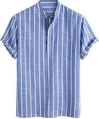Generic Chemise décontractée pour homme 2024 à boutons tendance imprimée vintage à manches courtes et décontractées pour homme, chemisier ample pour homme, ch