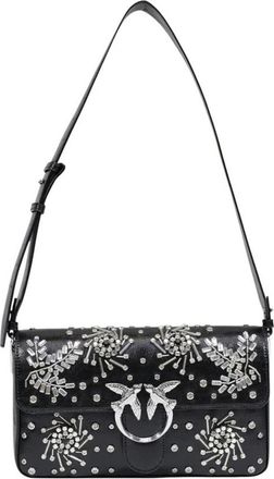 Pinko Pinko, Femme, Sacs, Noir, Taille: ONE Size Sac bandouli&egrave;re &agrave; bouton &agrave; crochet avec poches int&eacute;rieures