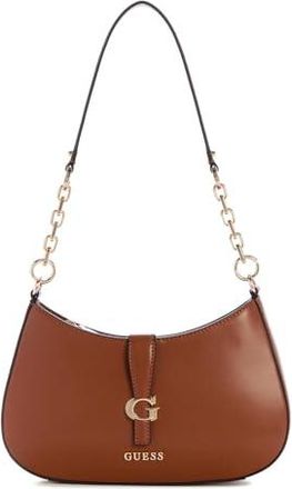 Guess Femme Carrie Top Zip Shoulder Bag Sac à bandoulière, Cognac, Taille Unique