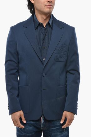 Palm Angels Zweiknopf-Blazer aus Schurwolle mit Ton-in-Ton-Logo Palm Angels