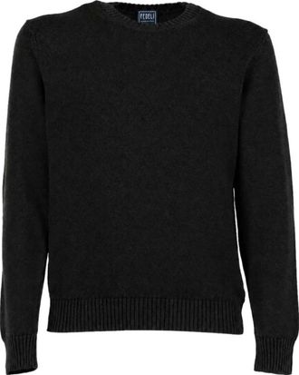 Fedeli Pull en laine m&eacute;rinos &agrave; col rond - Homme - Pulls - Noir - Taille: 2XL