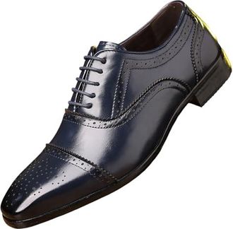 Generic Richelieu Richelieu &agrave; lacets en cuir pour homme - Confortables - Talon bas - Classique - Chaussures de mariage - Chaussures Oxford Derby tendance, noi