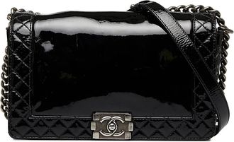 Chanel Hobo Bags - Medium Patent Boy Reverso Flap - Gr. unisize - in Schwarz - f&uuml;r Damen