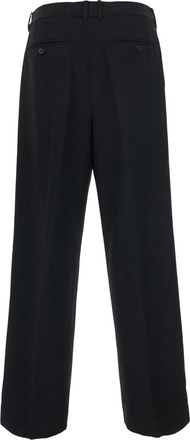 Dunst Double Pleated Wide-Leg Trousers - Black