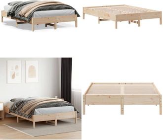 vidaXL Cadre de lit sans matelas 160x200 cm bois massif de pin - Cadre De Lit - Lit Double - Bois Massif - Lit En Bois - Chambre &agrave; Coucher - Home & Living