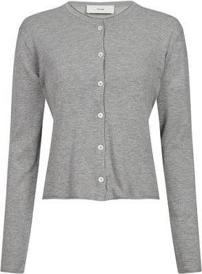 Dunst Cardigan transparent &agrave; col rond en coton m&eacute;lang&eacute;