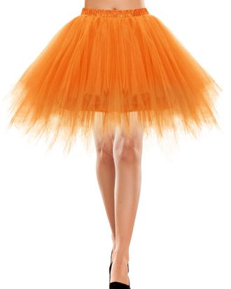 Bbonlinedress Rock lang T&uuml;ll Unterrock kurz Dirndl Rockabilly Rock mit Petticoat 50er Jahre wei&szlig;Retro Tutu Ballet T&uuml;llrock Crinoline Cosplay Rock Rockabilly Tanz Ba