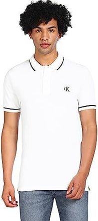 Calvin Klein Polo Manches Courtes Homme, Blanc (Bright White), L