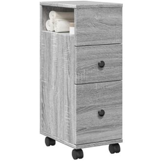 vidaXL Meuble &eacute;troit de salle de bain &agrave; roulettes sonoma gris Vidaxl