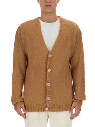 Family Fir$t Milano Mohair Blend V-Neck Cardigan - Beige