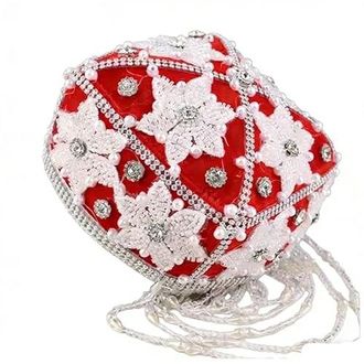 Generic Xinjiang Chapeau de spectacle de danse avec perles brod&eacute;es &agrave; quatre coins Rouge