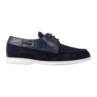 Kiton Homme, Chaussures, Bleu, Taille: 42 EU Mocassins en daim et cuir de crocodile