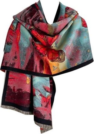 GFM Foulard Ch&acirc;le Style Pashmina Texture Cachemire Femme Automne Hiver No&euml;l (FRLSHL-CC), motifs papillons, L