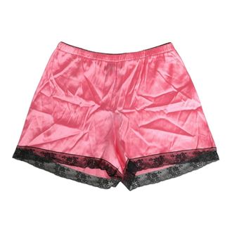 Dolce & Gabbana Femme, V&ecirc;tements de nuit et de d&eacute;tente, Rose, Taille: 38 FR Shorts en soie avec d&eacute;tails en dentelle