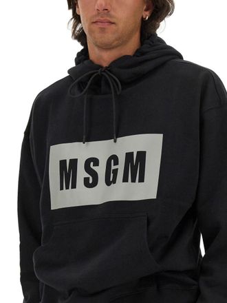 Msgm Logo-Embroidered Cotton Sweatshirt - Black