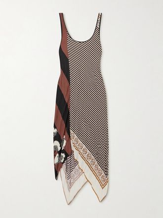 Loewe + Paulas Ibiza Asymmetrisches Kleid Aus Bedrucktem Satin - Rot