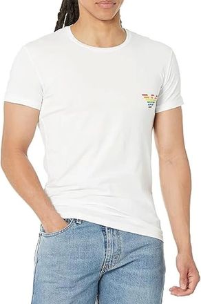 Emporio Armani Homme, Tops, Blanc, Taille: XL Rainbow Logo T-Shirt