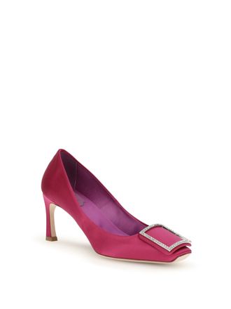 Roger Vivier Womens Pumps Trompette D&eacute;collet&eacute;s Satin Fuchsia Medium Upper: Fabric High Heel Shoes