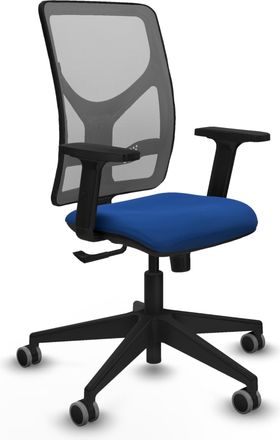 Piqueras y Crespo Verstellbarer Lendenwirbelstuhl mit 2D-Armlehnen, ausgestattet mit 3 Positionen und Schneideschaum, 65 mm Rollen, Parkett, Grau/Blau