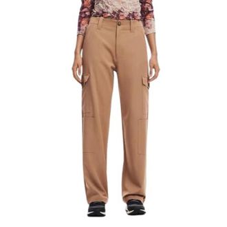 Desigual Pantalon Long tissé pour Femme, Marron, XL