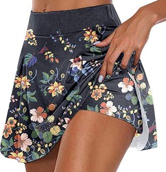 Generic Jupe Short Femme Ete Fluide,Jupe Short Femme Ete Casual Sport Jupe Tennis Femme Shorts de Sport Running Yoga Legging &Eacute;lastique Pants Activewear Couleu