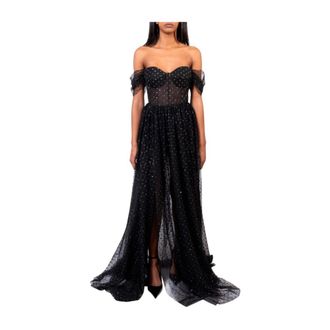 Doris S Topazio Schwarzes T&uuml;llabendkleid mit Funkelnden Details - - Dresses - Damen - Schwarzk - M