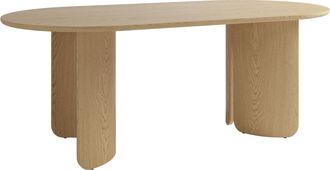 Sch&ouml;ner Wohnen Kollektion Tisch GRIMSTAD/Tischplatte und Gestell in Eichefarbig Bianco/Abgerundete Kante, Wangenteile wahlweise montierbar/Esszimmertisch/K&uuml;chentisch / 200 x 10