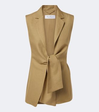 Max Mara Gilet en serg&eacute; de lin et soie
