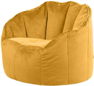 Icon Brand Pouf Fauteuil en Velours Sirena, Poufs de Salon, Chambre, Adultes, Jaune Ocre - Icon