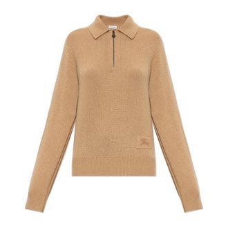 Burberry Lang&auml;rmeliges Kaschmir-Poloshirt - - Knitwear - Damen - Beige - L