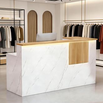 Generic Empfangstheke mit LED-Beleuchtung Empfangstheke mit abschlie&szlig;baren Schubladen Stauraum und Tastaturablage Ideale Kassentheke f&uuml;r B&uuml;ro Zuhause oder Kli