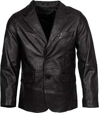 Infinity Leather Blazer Noir à 2 Boutons sur Mesure pour Homme Blouson en Cuir à 100% dagneau Souple 5XL