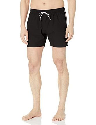 BOSS Boss Solid Swim Trunk with Iconic Side Stripe Dark Black
