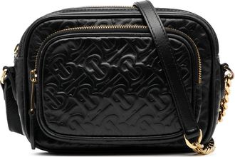 Burberry Hobo Bags - Embossed Calfskin TB Monogram Camera Chain Crossbo - Gr. unisize - in Schwarz - f&uuml;r Damen