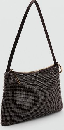 Mango Sac à main à strass chocolat - Femme - Taille unique - MANGO