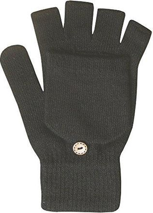 Teddyts Mitaines en tricot thermique pour femme 2 en 1 Combo Mitaines et moufles - Noir - Taille unique