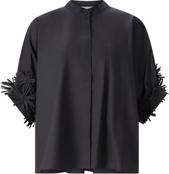 Meimeij Femme, Blouses et Chemises, Noir, Taille: 36 FR Chemise Oversize en Coton &agrave; Fleurs